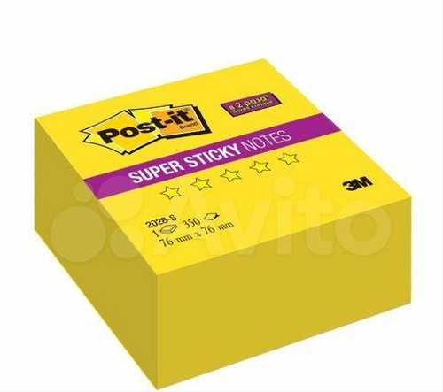 Блок самоклеящийся (стикер) Post-it Super Sticky, 76х76 мм, 350 л, неоновый желтый (2028-S)