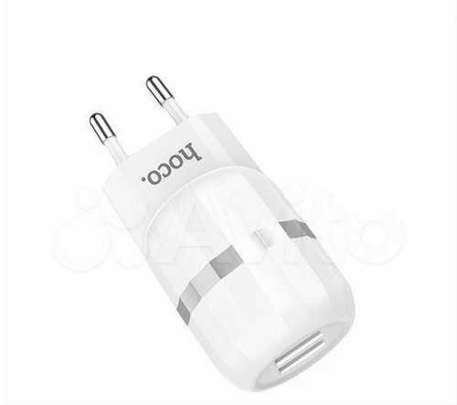 Сзу USB 2.4A 2 выхода hoco C41A белый