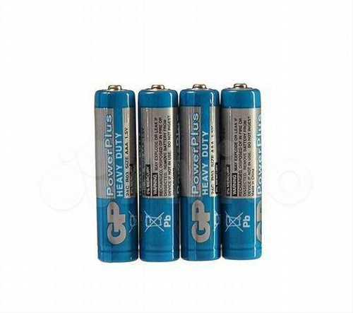 Батарейка солевая GP PowerPlus Heavy Duty, AAA, R03-4S, 1.5В, спайка, 4 шт