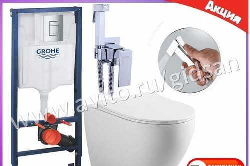 Инсталляция Grohe и унитаз с гигиеническим душем