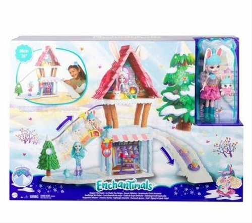 Игровой набор Mattel Enchantimals, Шале в горах, с куклой, питомцем, подъемником, мебелью и аксессуарами (GJX50)