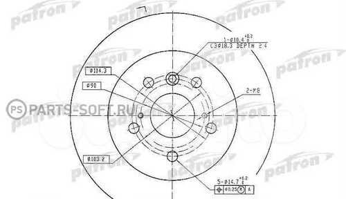 Patron PBD7005 Диск тормозной задн toyota camry 91-96, camry 96-01, camry 01, camry Station Wagon 92-96