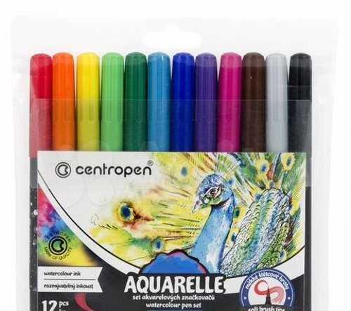 Набор акварельных маркеров "Aquarelle 8683", кистевые, 12 цветов