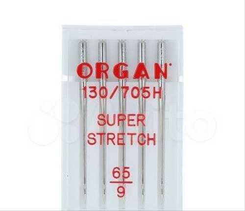 Иглы для бытовых швейных машин "Organ Needles" (супер стрейч), №65, 5 штук, арт. 130/705H