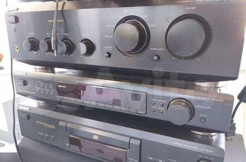 Sony усилитель, FM-AM тюнер, CD плеер, акустика