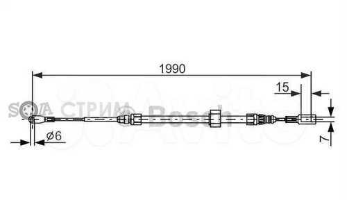 Bosch 1987477854 Трос стояночного тормоза MB sprinter/VW LT 28-46 1998мм -06 передний одинар.шины