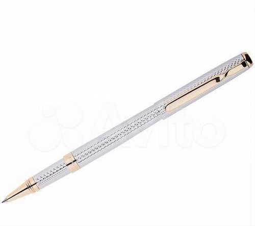 Ручка-роллер Delucci "Celeste", синяя, 0,6 мм, цвет корпуса-серебро/золото (CPs 61913)