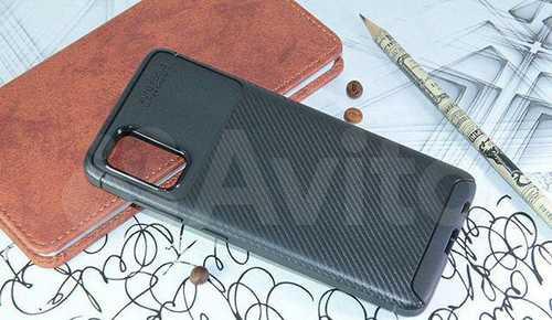 Чехол-накладка для Samsung A415F A41 becation beetles carbon TPU antishock черный