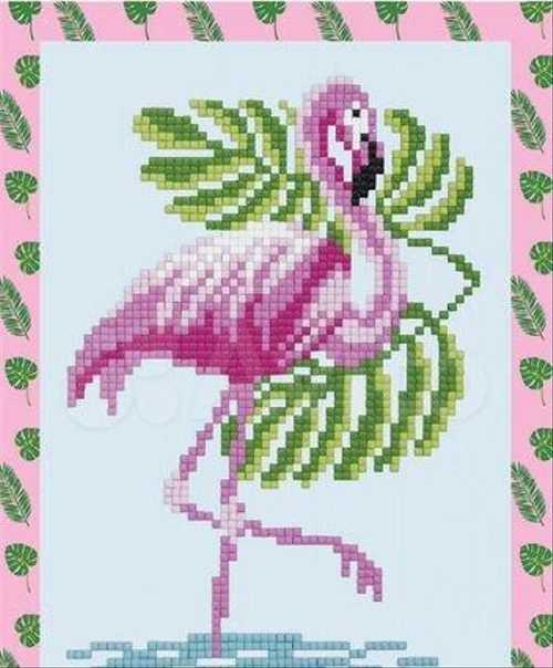 Кристальная мозаика (алмазная вышивка) Фрея "Фламинго", арт. alvs-019, 19,5x14 см