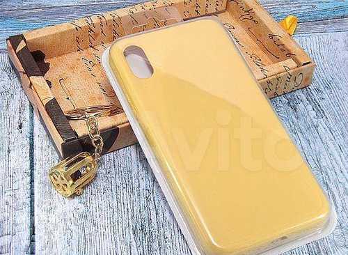 Чехол-накладка для iPhone X\XS silicone case закрытый желтый (4)