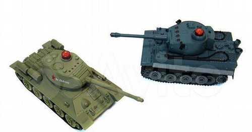 Танк ABtoys Танковый бой р/у, в наборе: 2 танка (Т34 и Тигр), звуковые и световые эффекты, с зарядным устройством (C-00135(508-T)