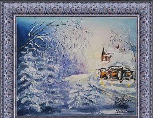 Картина "Зимний домик"