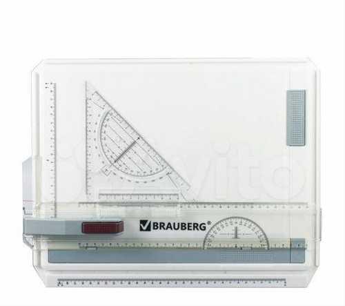 Доска чертежная Brauberg А4, 370х295 мм, с рейсшиной и треугольником (210535)