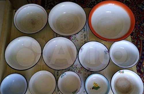 Эмалированная посуда СССР: миски ковш крУжки