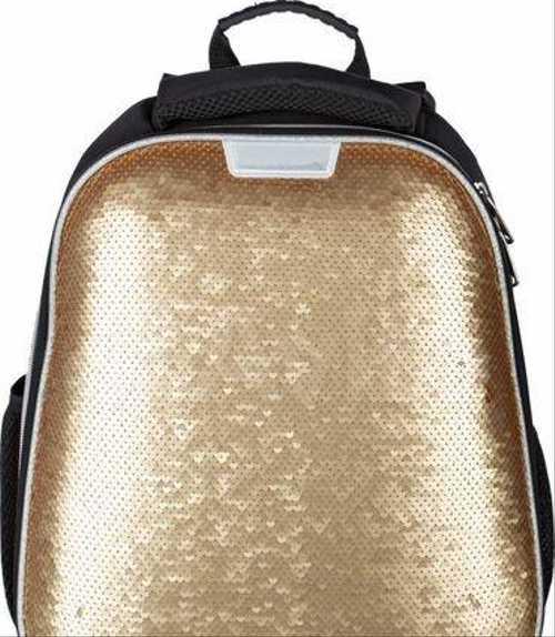 Ранец №1 School Sparkle, Gold, ортопедическая спинка, пайетки