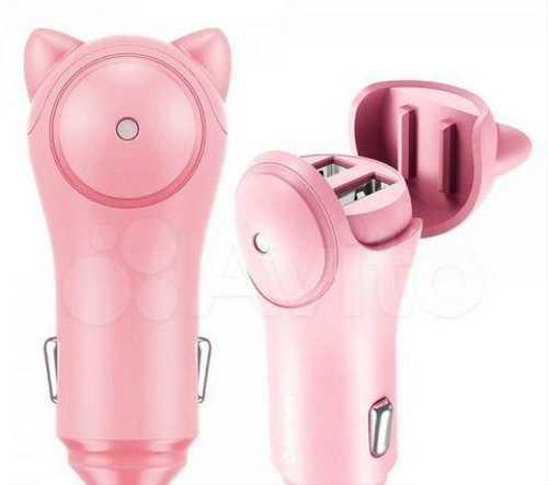 Автоадаптер 3A 2USB Baseus ccall-DM04 Pink