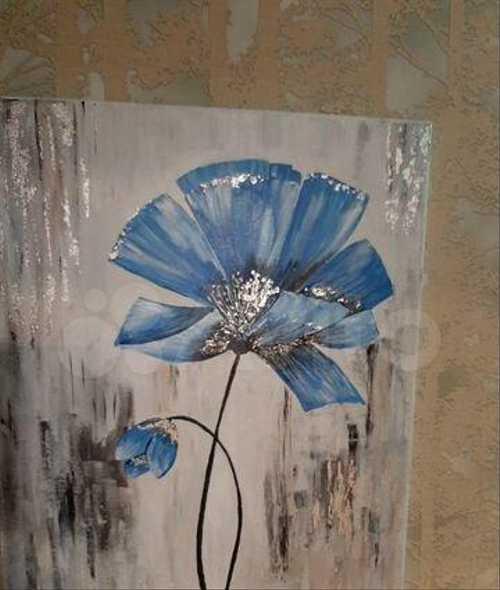 Интерьерная картина"Синий цветочек"