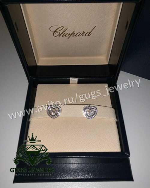 Серьги chopard icons heart с бриллиантами