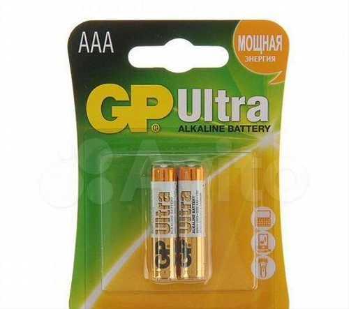 Батарейка алкалиновая GP Ultra, AAA, LR03-2BL, 1.5В, блистер, 2 шт