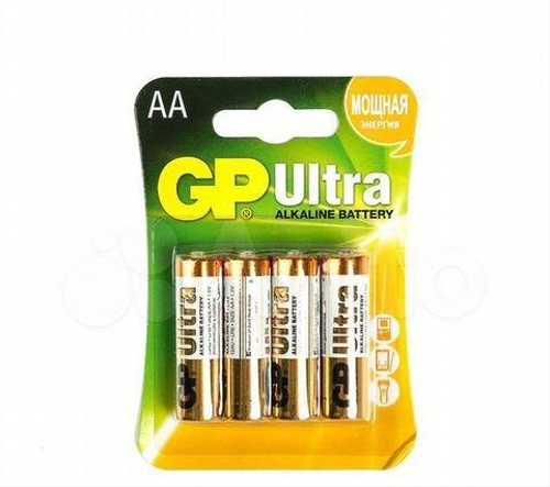 Батарейка алкалиновая GP Ultra, AA, LR6-4BL, 1.5В, блистер, 4 шт