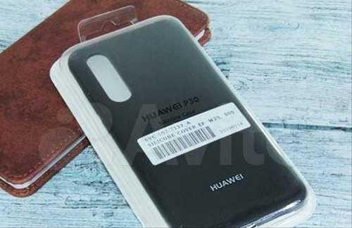 Чехол-накладка для huawei P30 silicone case закрытый черный (3)