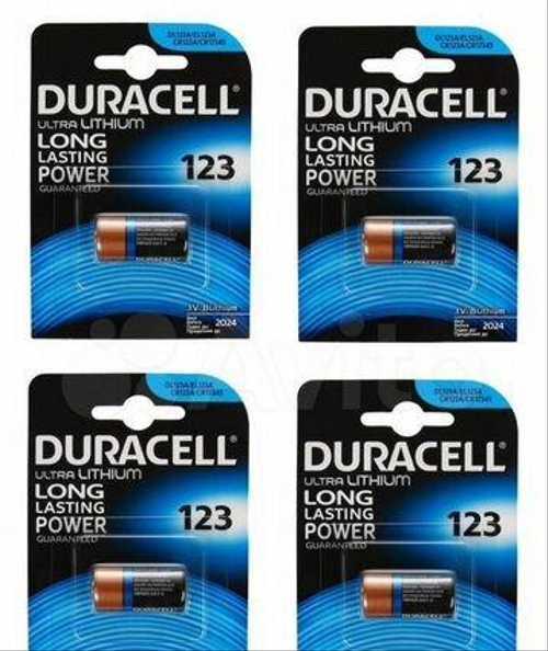 Набор из 4 батареек Duracell ultra CR123A BL1 Lithium 3V US 123106-4