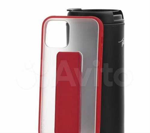Чехол-накладка iP 12 Derbi Magnetic Stand Transparent красный