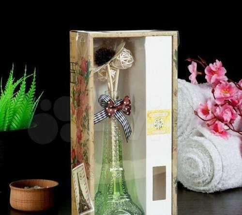 Набор подарочный "Эйфелева башня" (ваза, 2 палочки с шариками, декор, аромамасло 30 мл), аромат жасмин