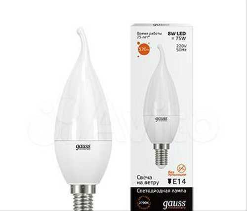 Лампа светодиодная gauss 34118 Led Еlementary candle tailed 8w e14 2700k