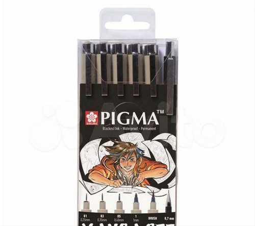 Набор капиллярных ручек Sakura Pigma Micron Manga, 6 штук (poxsdkman6)