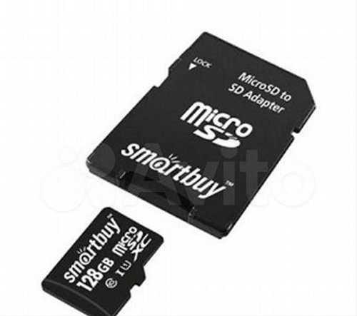 Карта памяти MicroSD 128Gb SmartBuy microsdxc Class 10 UHS-I U1 + SD adapter #SB128gbsdcl10-01