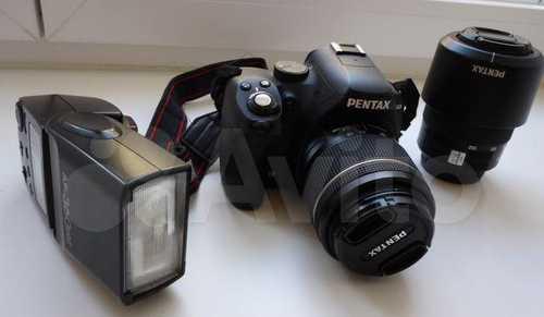 Pentax K50 kit 18-55 WR + 50-200 WR + вспышка