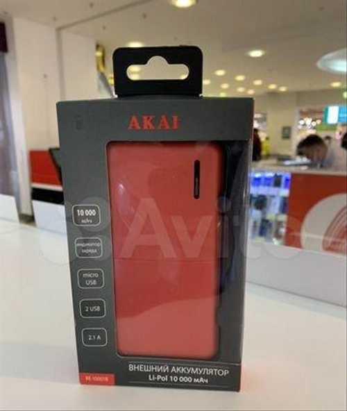 Внешний аккумулятор Akai 10000mAh красный