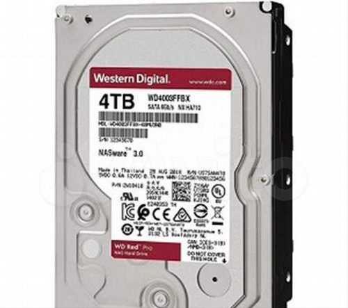 Жесткий диск HDD 4.0Tb Western Digital, SATA-III 256Mb, 7200rpm, RED PRO WD4003ffbx