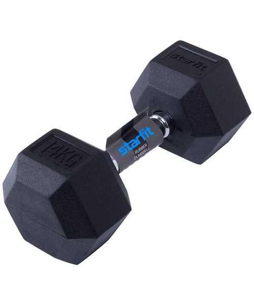 Гантель обрезиненная DB-301 14 кг, черная Starfit