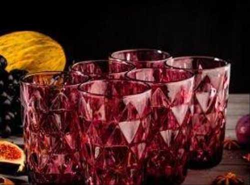 Набор стаканов 350мл,8х8х12,5см, 6шт синий/розовый