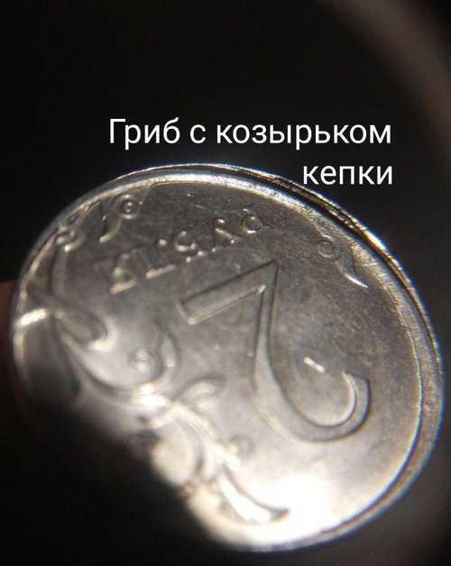 Брак гриб 2 рубля 2016 кепка с козырьком