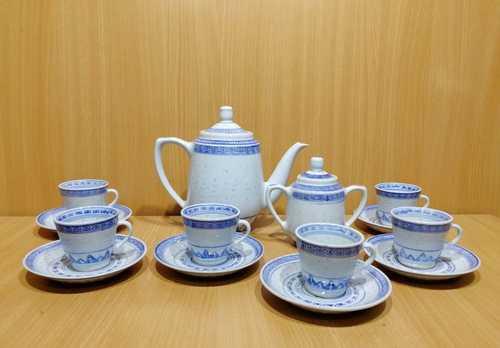 Кофейный сервиз 14 пр. 6 перс Рисовый фарфор Китай