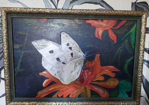 Картина маслом Бабочка блестированная