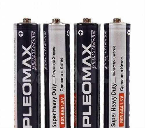 Батарейка солевая Pleomax Super Heavy Duty, AAA, R03-4S, 1.5В, спайка, 4 шт