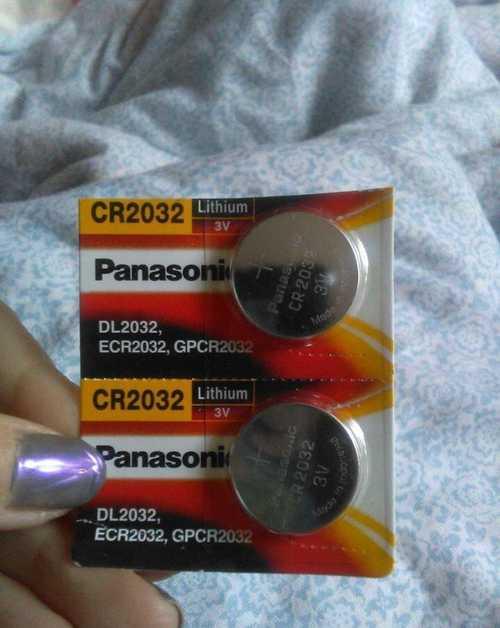 Батарейки CR2032 Panasonic, 2 шт., новые