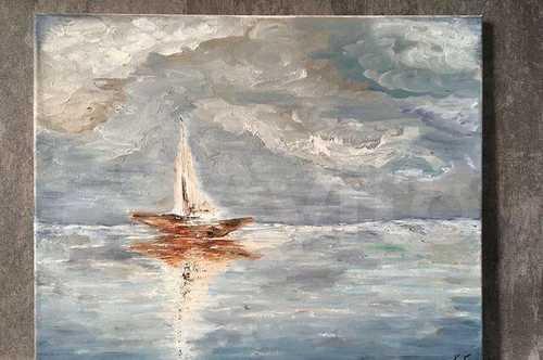 Картина маслом на холсте "Лодка"