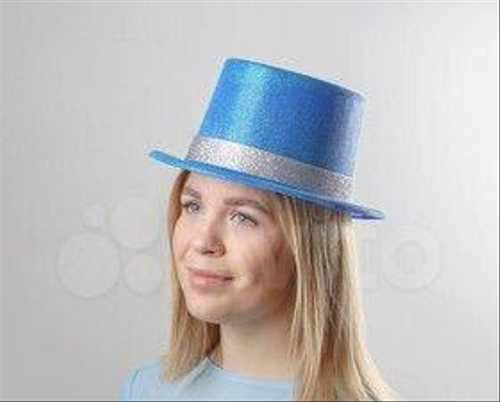 Шляпа пластиковая «Фееричный цилиндр», р-р 56, цвет синий