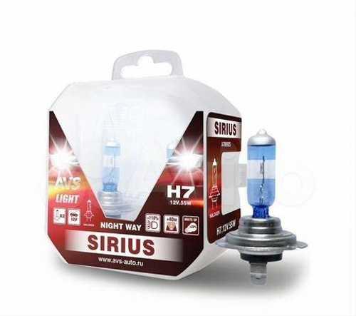 Комплект галогенных ламп AVS sirius night WAY PB H7 (A78950S) 2 шт. - пластиковый бокс, напряжение 12V, мощность 55W, цветовая температура 3700 К