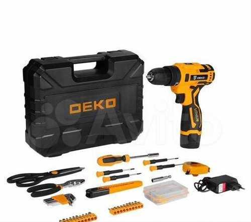 Аккумуляторная дрель-шуруповерт deko Banger 12v Li-Ion + набор инструмента 93 предмета, 1х1.8 Ач, з/у 063-4167