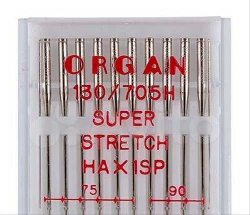 Иглы для бытовых швейных машин "Organ Needles" (супер стрейч), ассорти, №75-90, 10 штук, арт. 130/705H
