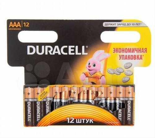 Батарейка алкалиновая Duracell Basic, AAA, LR03-12BL, 1.5В, блистер, 12 шт