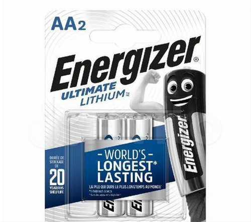 Батарейки Energizer Ultimate Lithium пальчиковые AA LR6 (2 штуки в упаковке)