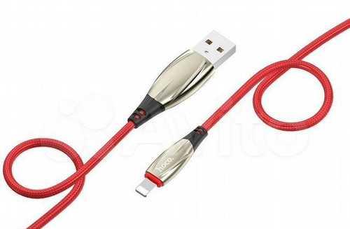 Кабель USB Apple 8Pin hoco U71 Star LED Indicator 2.4A 1.2м красный
