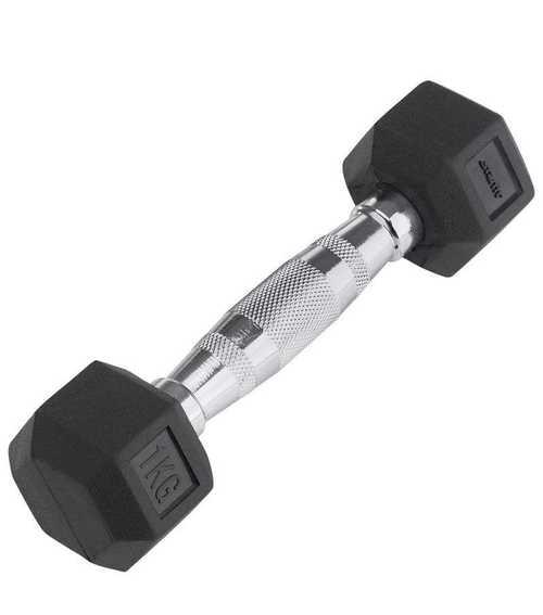 Гантель обрезиненная DB-301 1 кг, черная Starfit